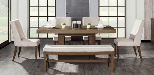 Comedor Rectangular Anka con 4 Sillas y Banca 140 cm Capuchino