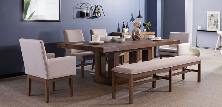 Comedor Anka 2 Sillas, 2 Sillones y 1 Banca de 2.00 metros Capuchino